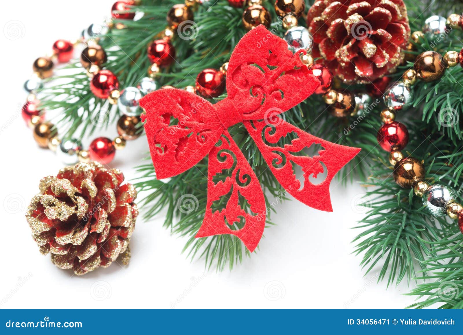 Composition with Christmas Ornaments on the Branches of Spruce Stock ...