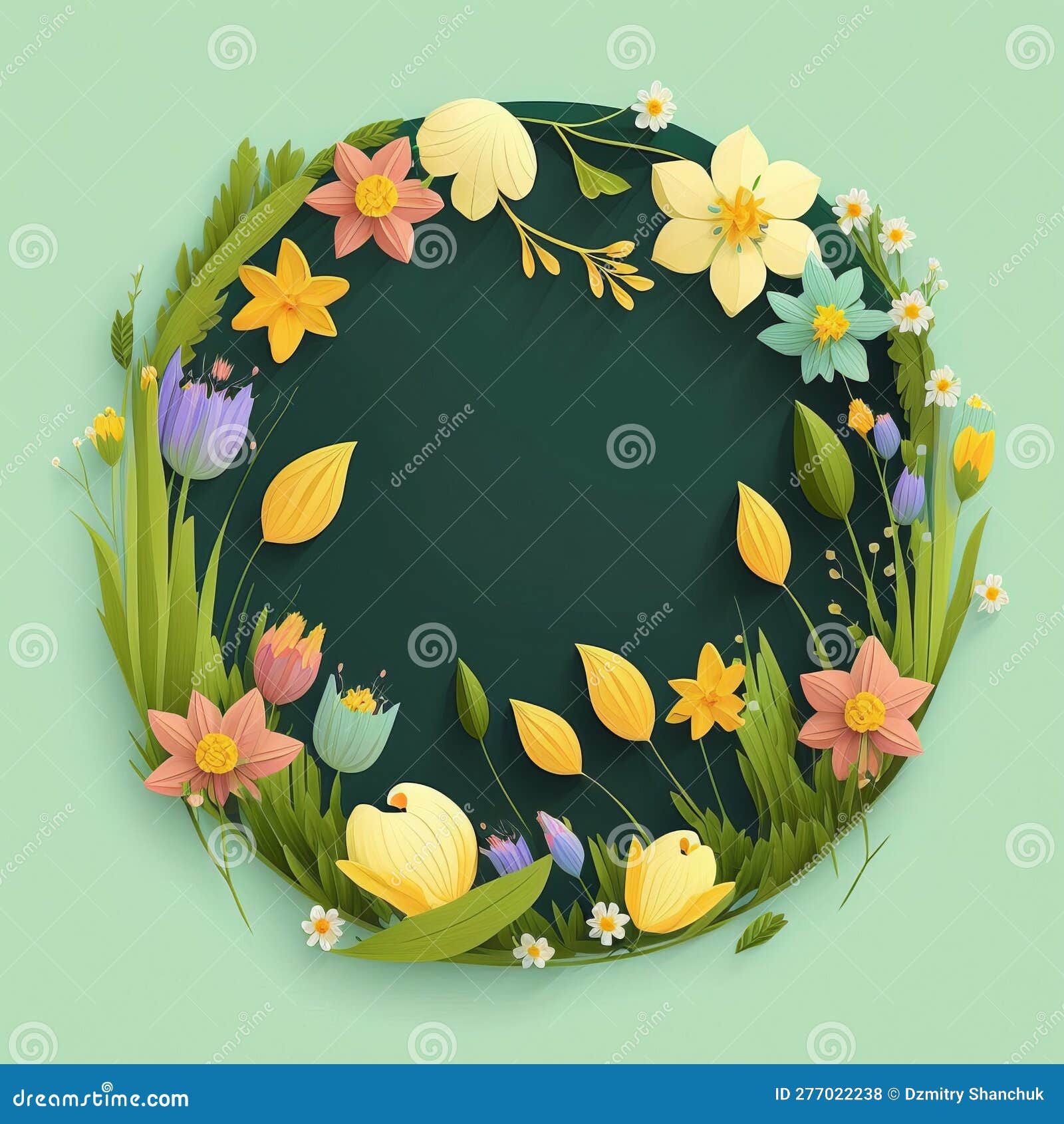 Composition Circle Flowers Plants Set Generative AI Stock Illustration ...