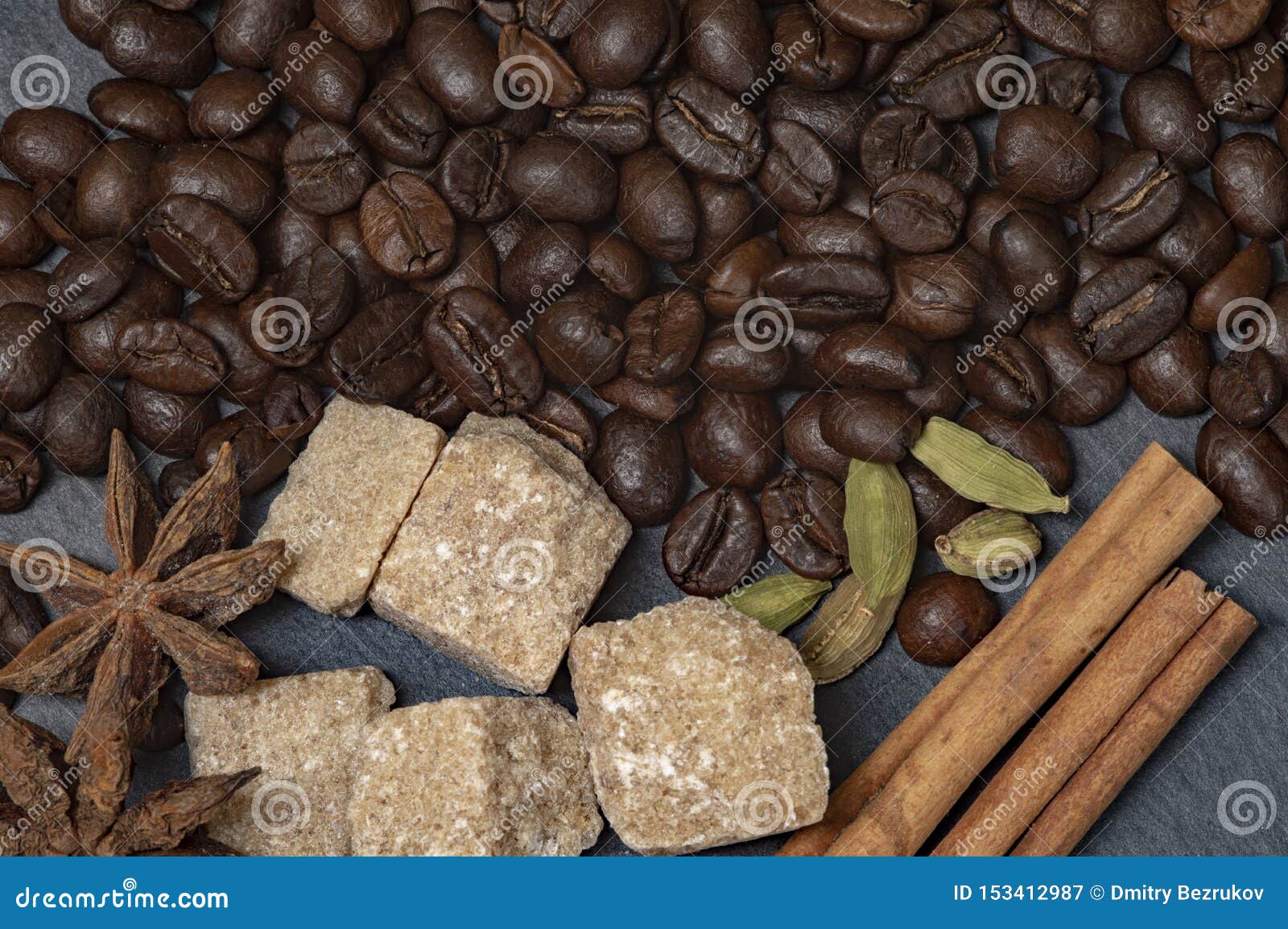 Composition of Coffee and Cane Sugar Stock Image - Image of decoration ...