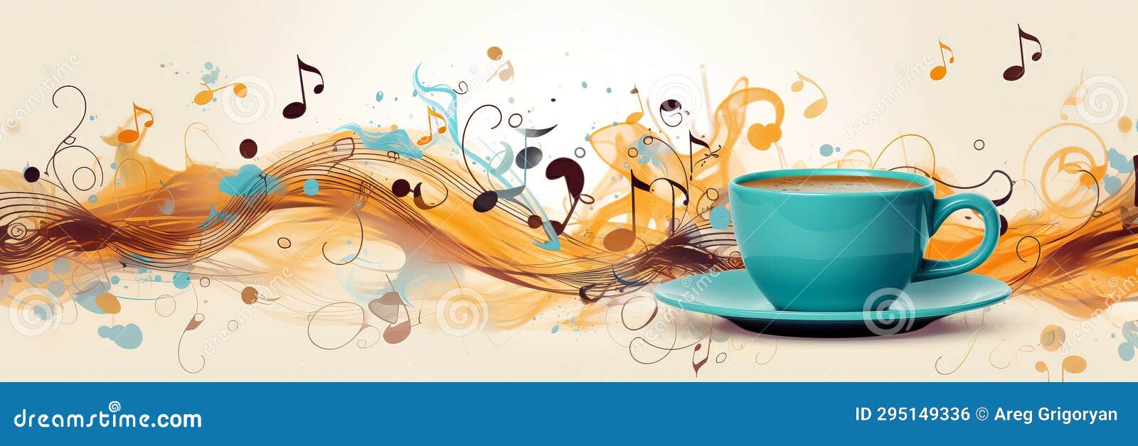 Composition of Coffee Cup on the Notes Banner Stock Illustration ...