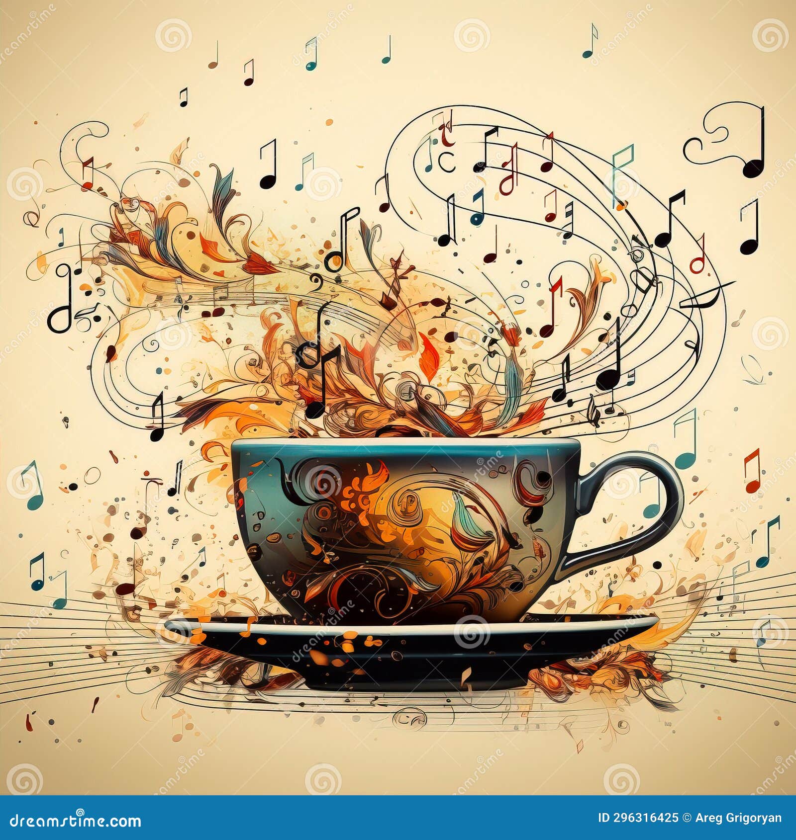 Composition of Coffee Cup on the Notes Banner Stock Illustration ...