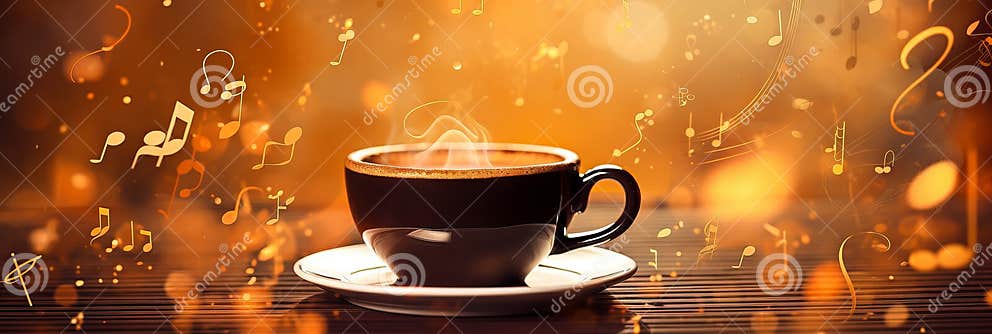Composition of Coffee Cup on the Notes Banner Stock Illustration ...