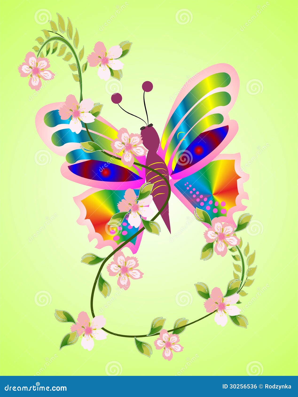 Spring butterfly stock illustration. Illustration of leaves - 30256536