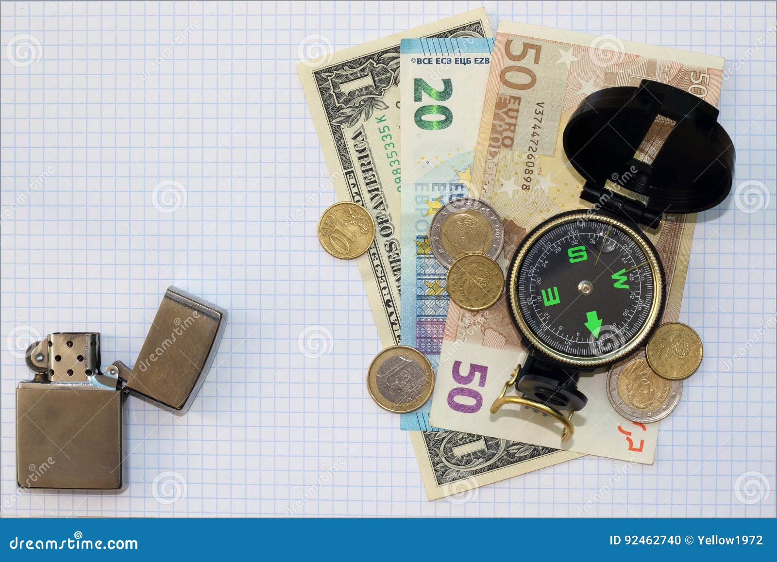 Compass And Money (dollars) On Documents. Royalty-Free Stock Image ...