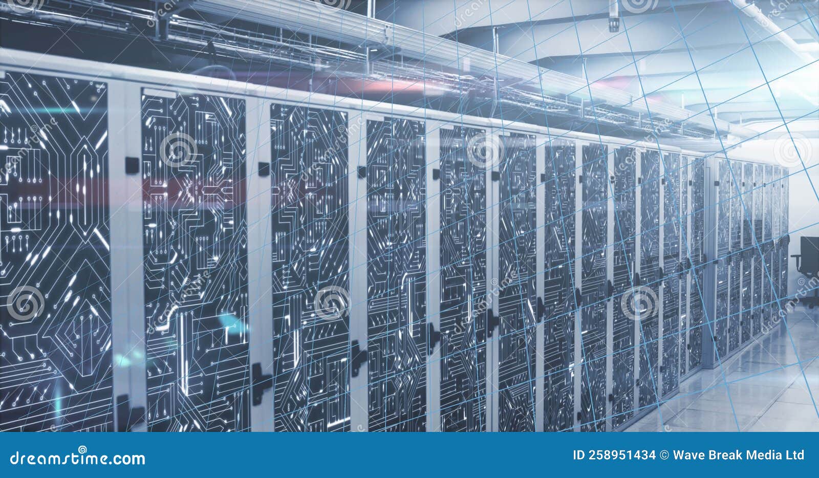 Composition of Computer Circuit Board Over Server Room Stock ...