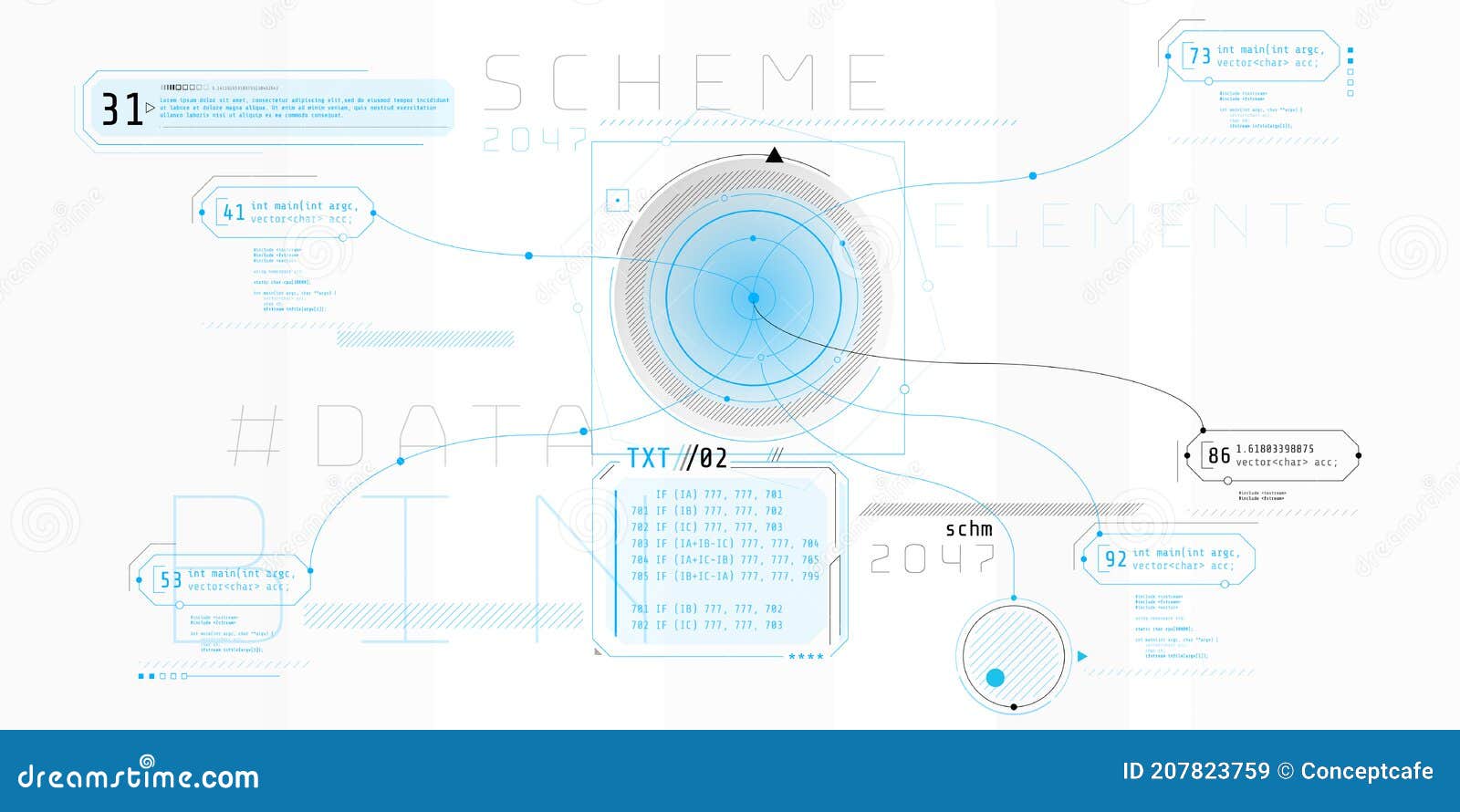 Composition of Computer HUD Interface with Code Architecture. Stock ...