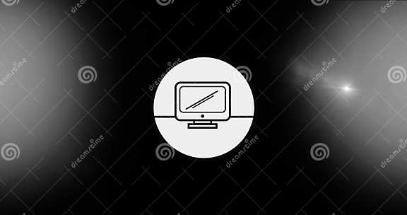 Composition of Computer Icon on Black Background Stock Illustration ...