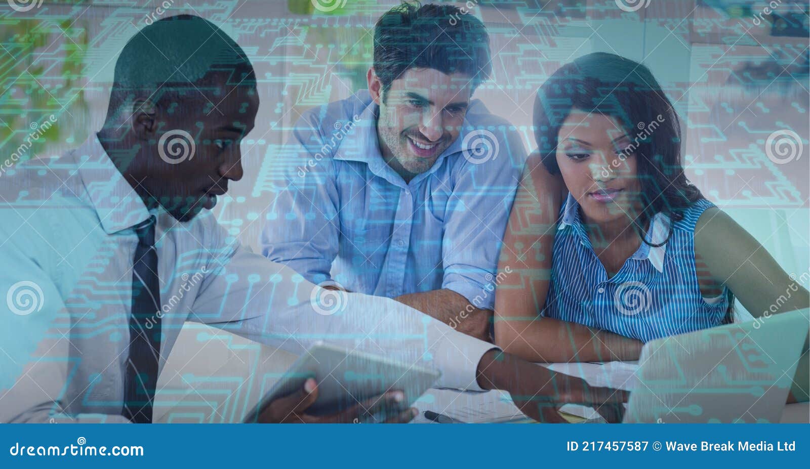 Composition of Computer Processor Over Business People Using Laptop ...