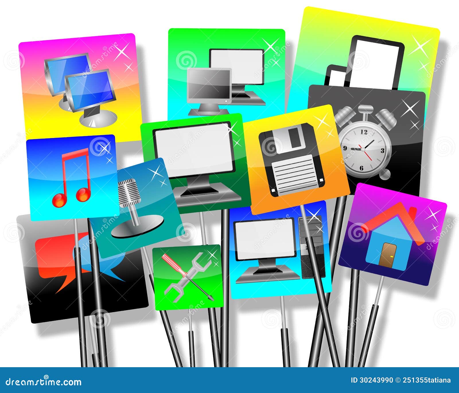 Posters of the icons stock illustration. Illustration of color - 30243990