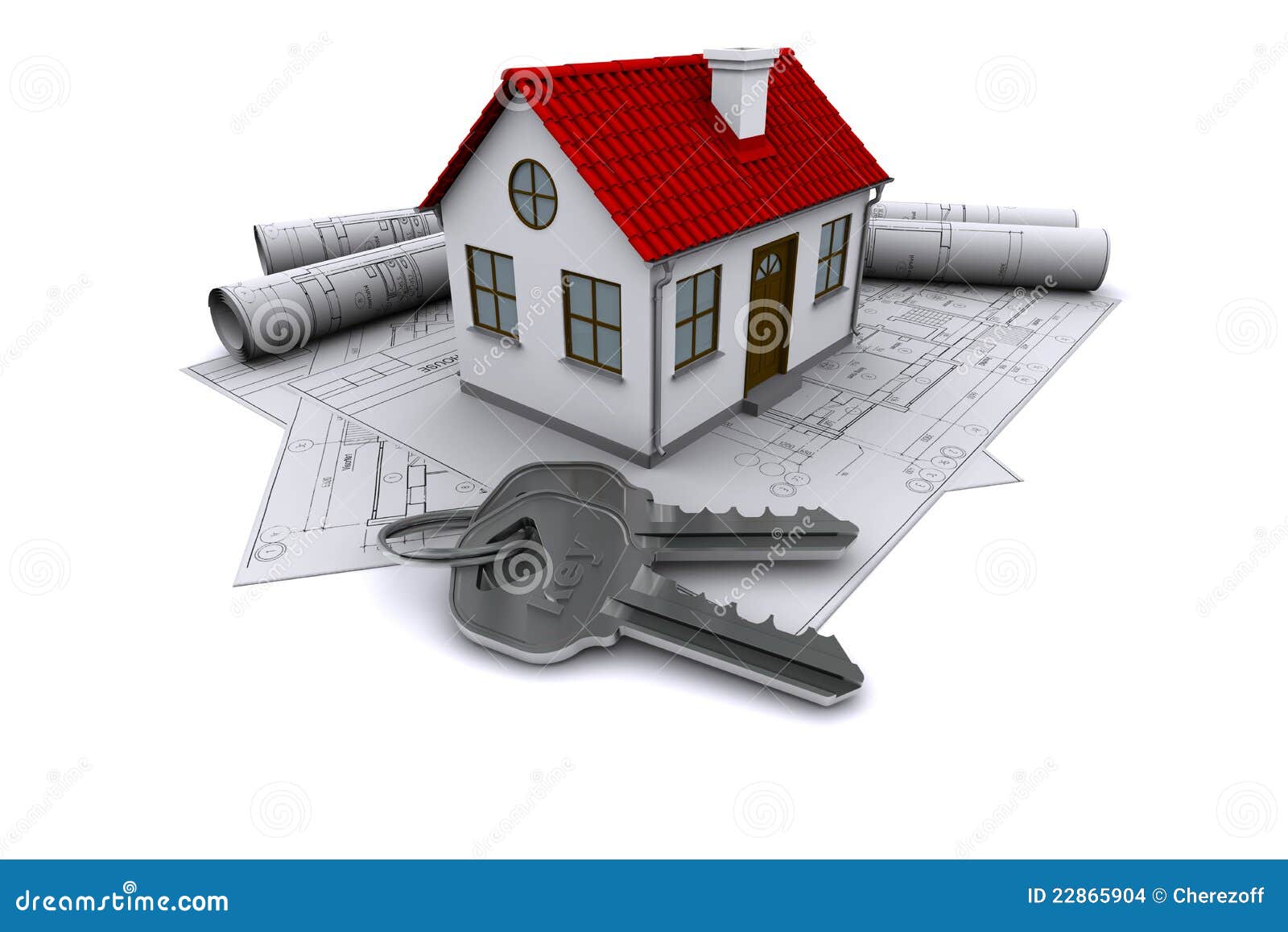 Composition of Construction Drawings and Keys Stock Illustration ...