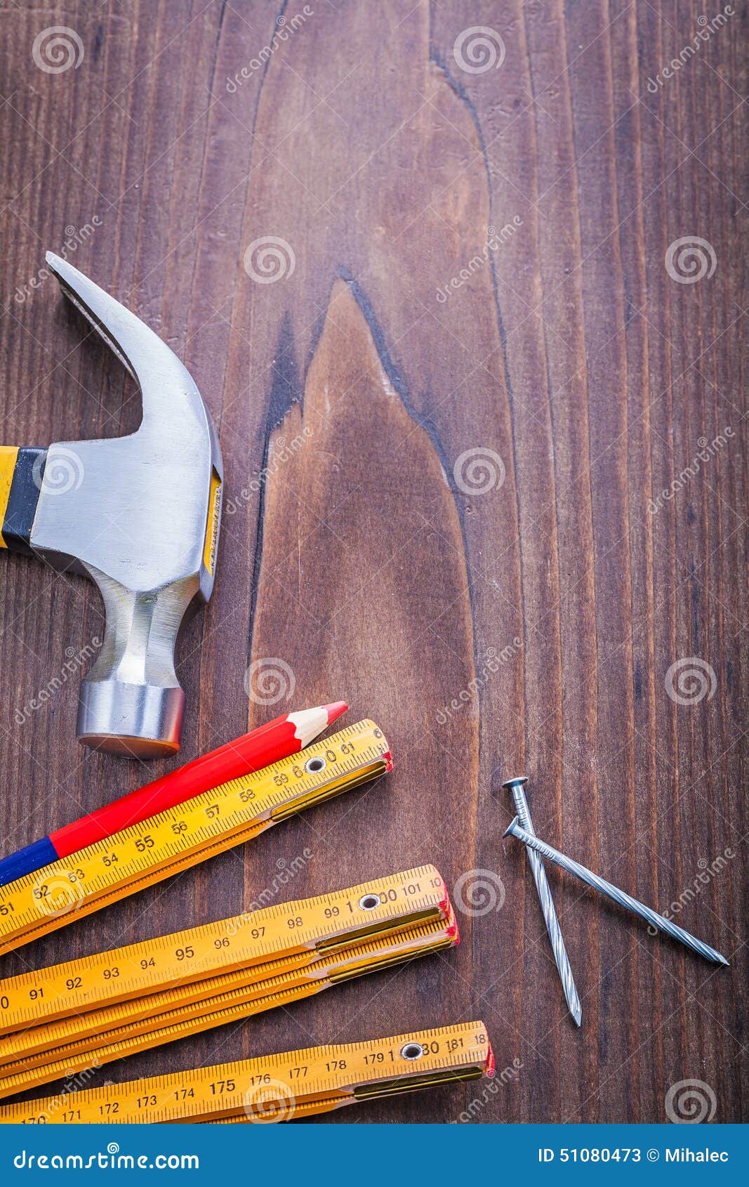 Composition of Construction Tools Claw Hammer Stock Image - Image of ...