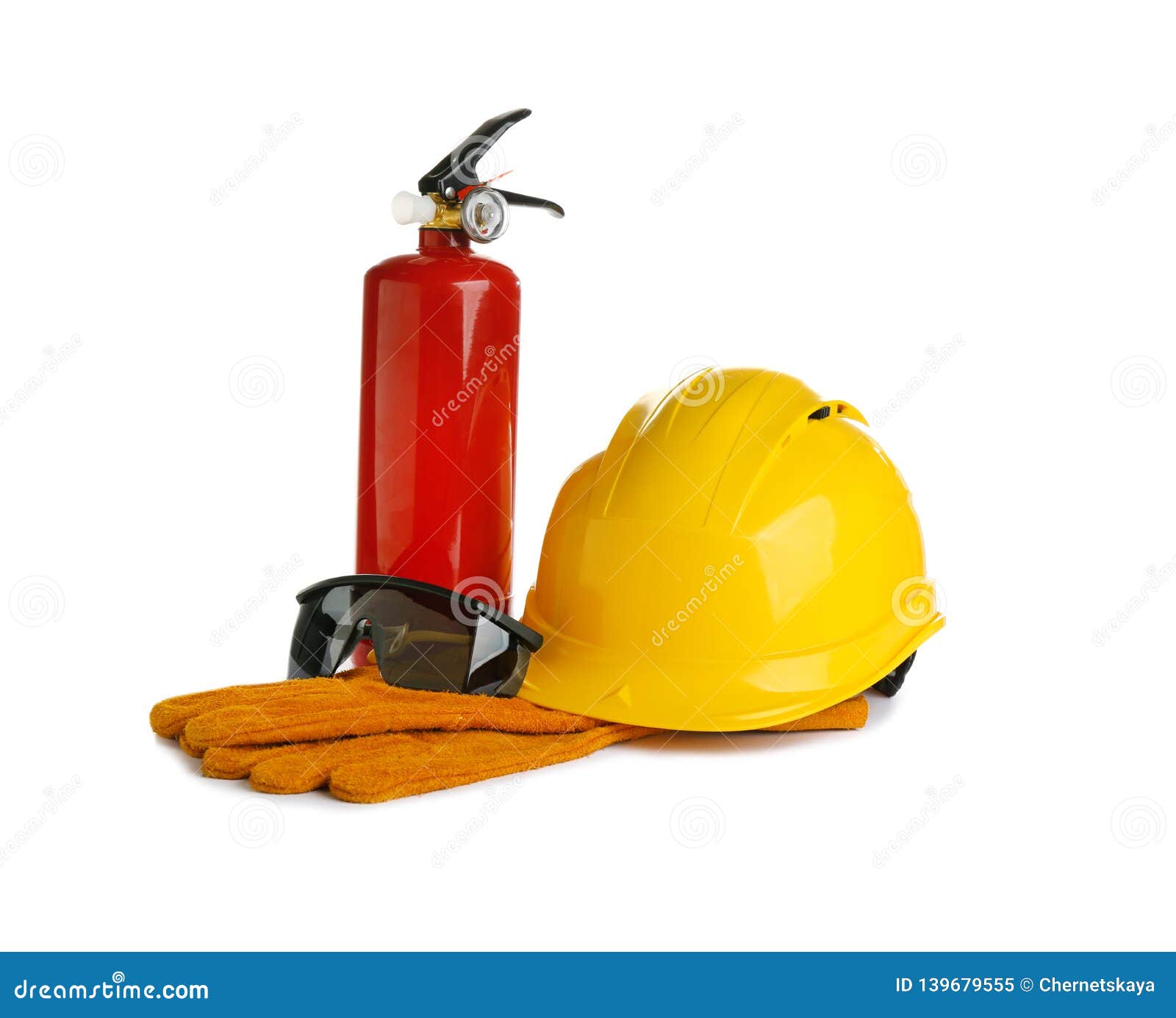 Composition with Construction Tools and Fire Extinguisher Stock Image ...