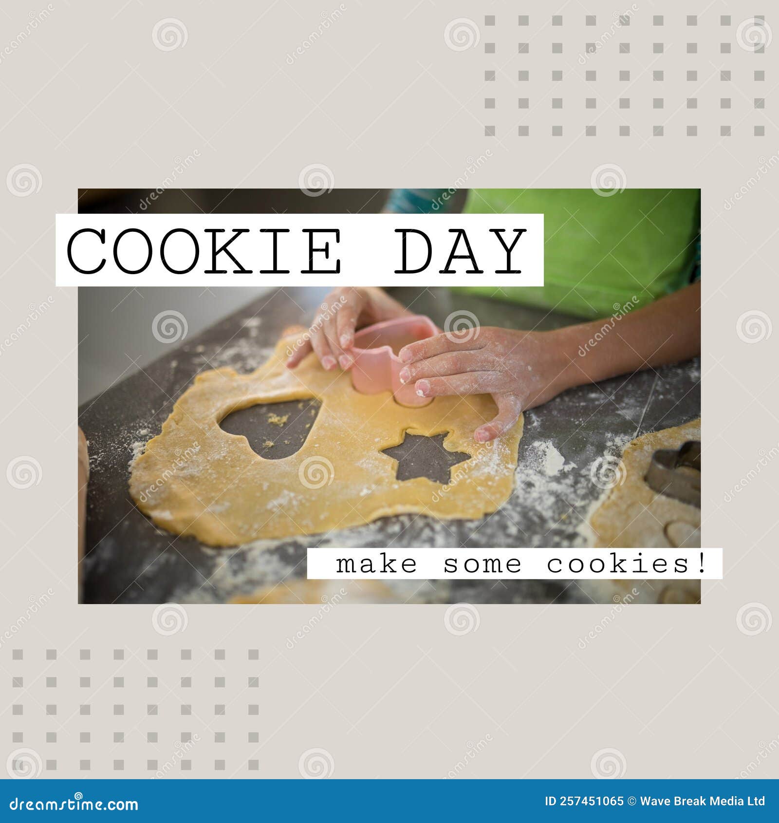 Composition of Cookie Day Make Some Cookies Text Over Caucasian Girl ...