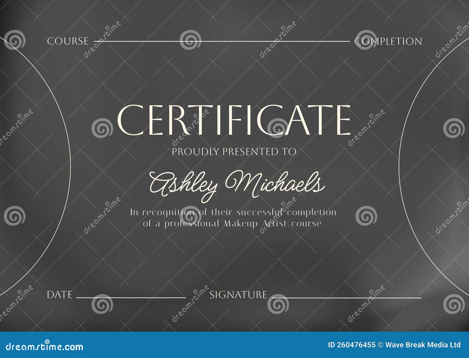 Composition Of Certificate Of Completion Text With Copy Space On Pink ...