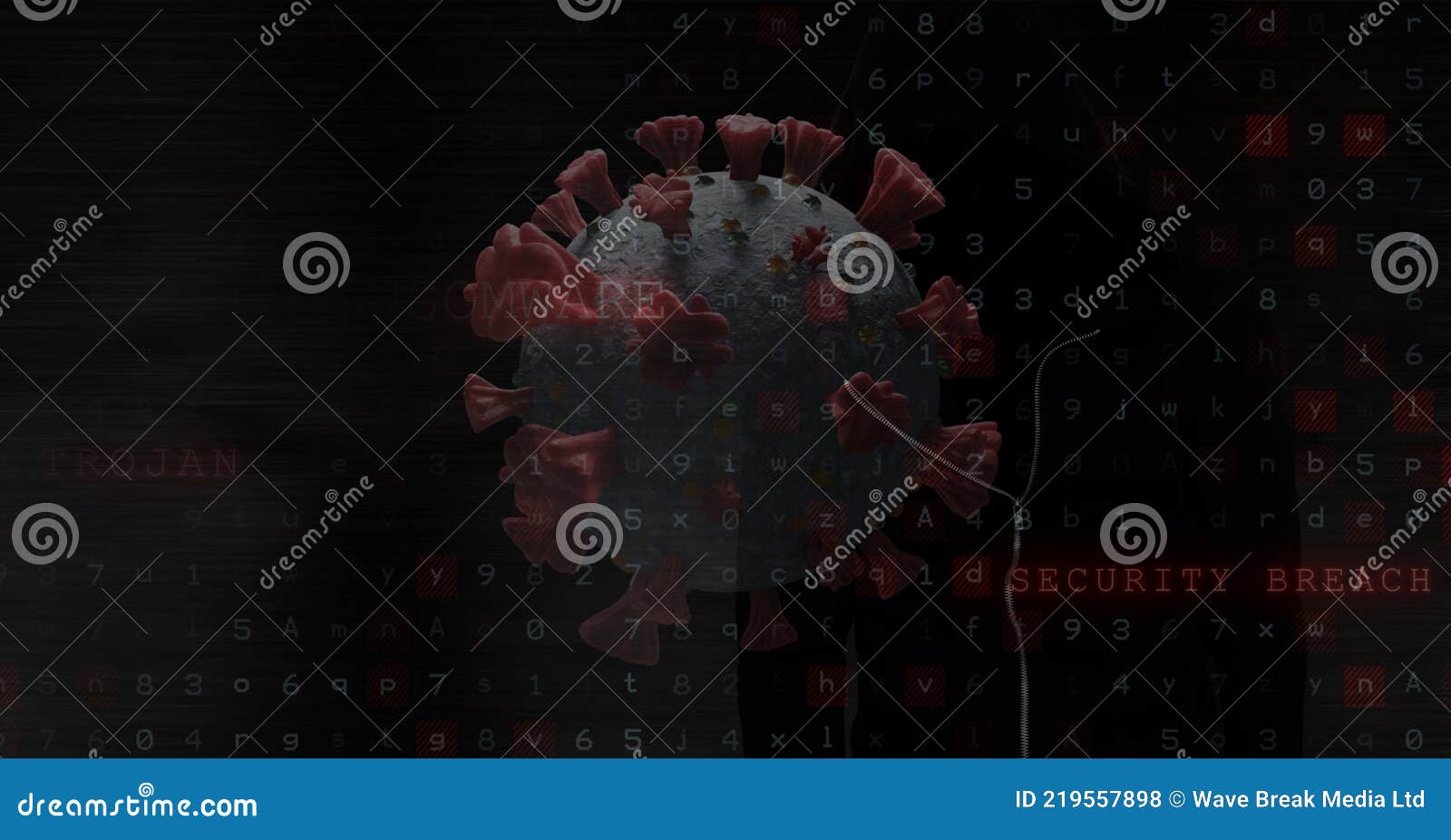 Composition of Covid Cell and Ransomware Security Breach Message on ...