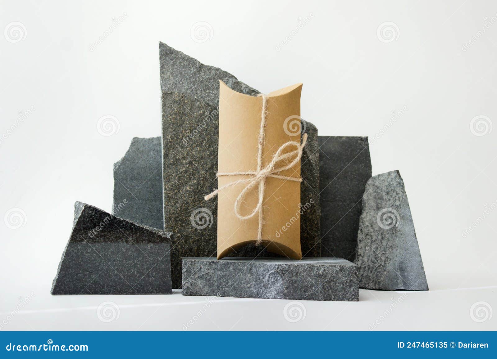 Composition with Craft Paper Present, Raw Packthread Bow on Raw Black ...