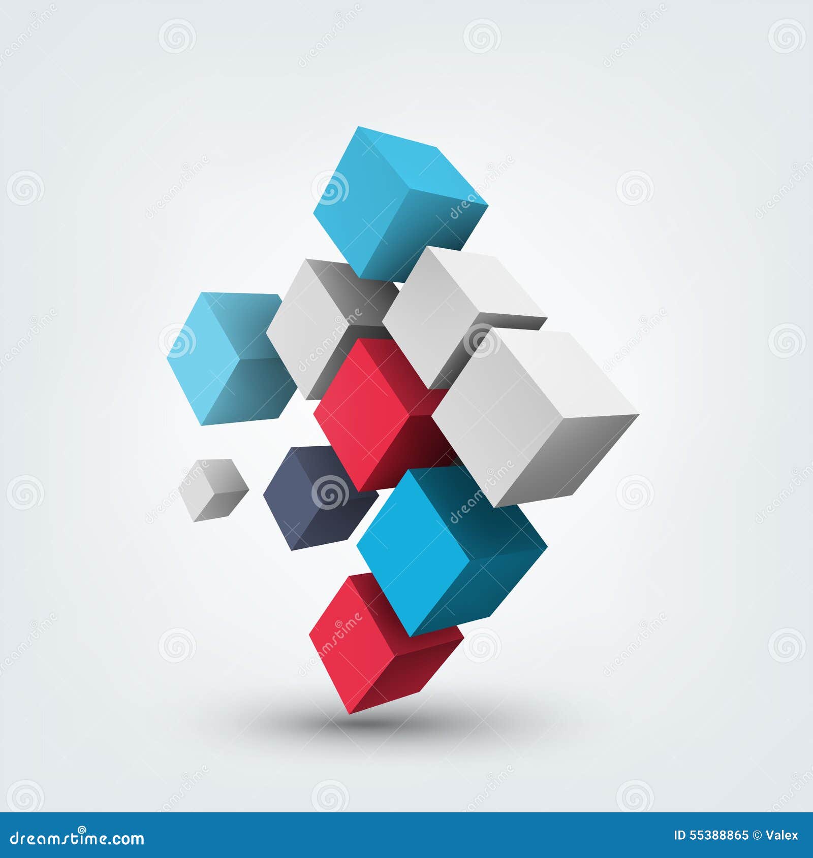 Composition of 3d cubes stock vector. Illustration of geometric - 55388865