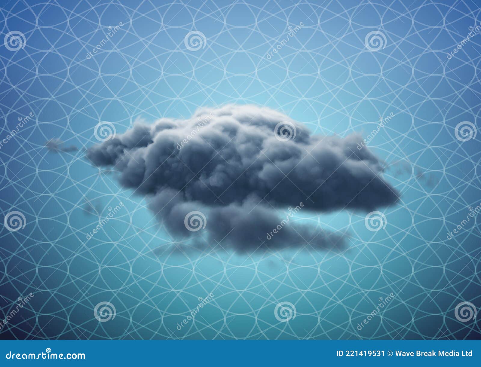 Composition of 3d Grey Cloud Floating Over White Intricate Grid Pattern ...