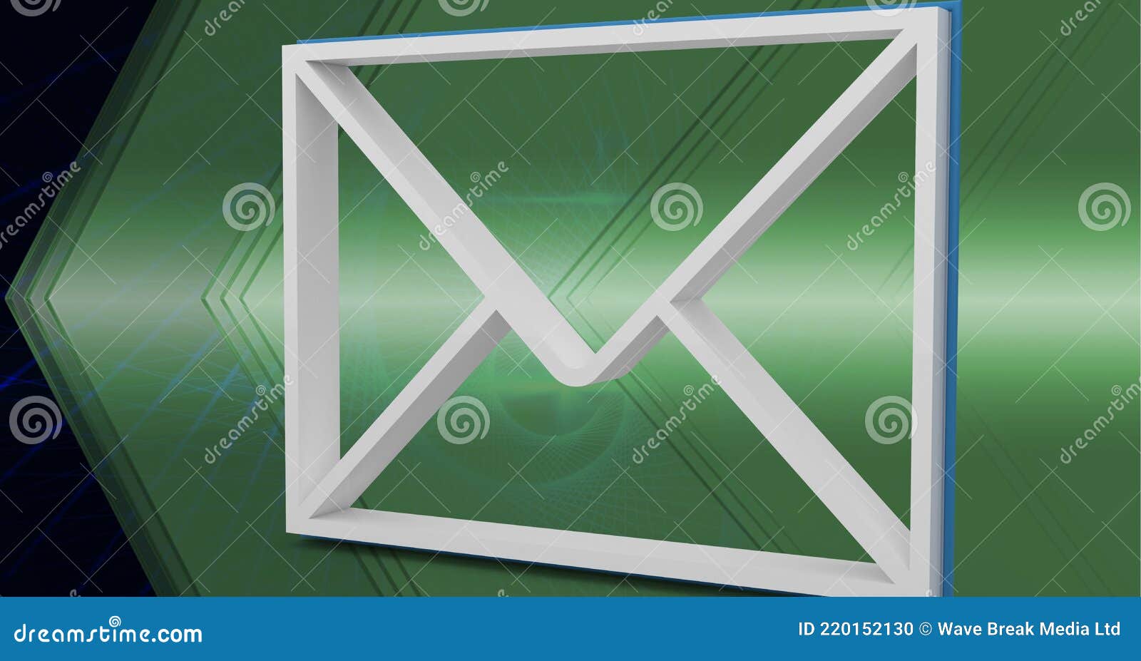 Composition of 3d White Envelope Email Icon on Shiny Green with ...