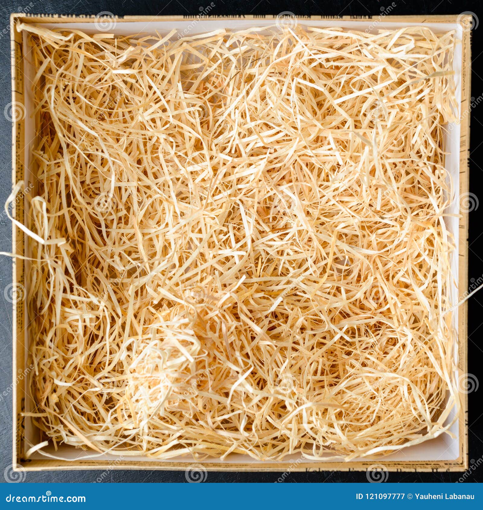 Composition with Decorative Straw in a Box, Close-up. Top View, Stock ...
