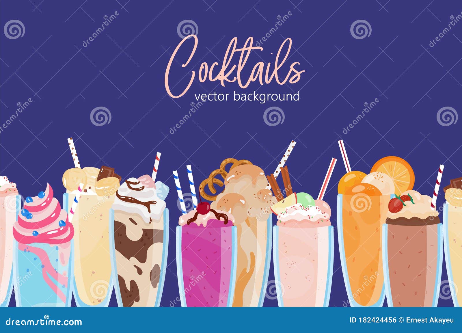 Delicious Milkshakes Of Different Flavors On A Table Royalty-Free Stock ...