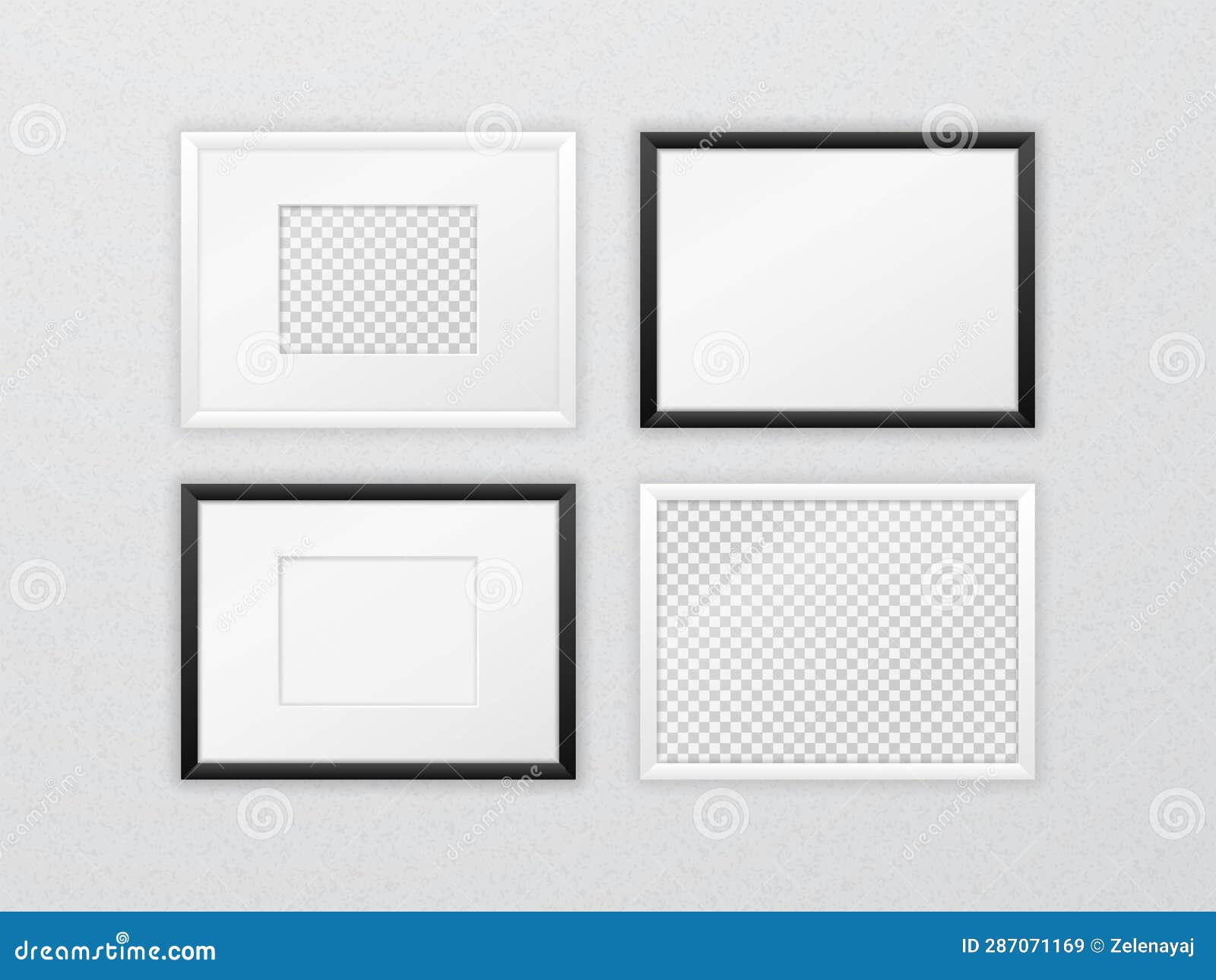 Composition of Different Black and White Narrow Frames Hanging on the ...