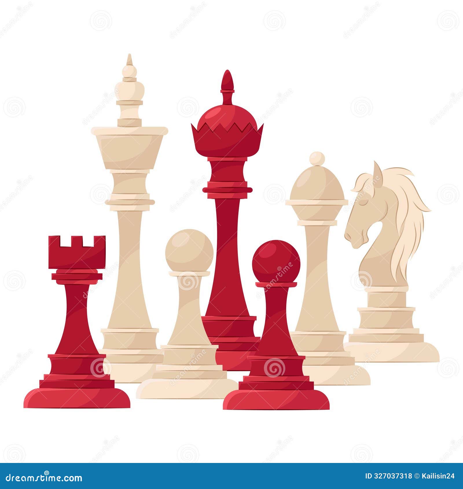 Composition of Different Chess Pieces in Flat Style. Vector ...