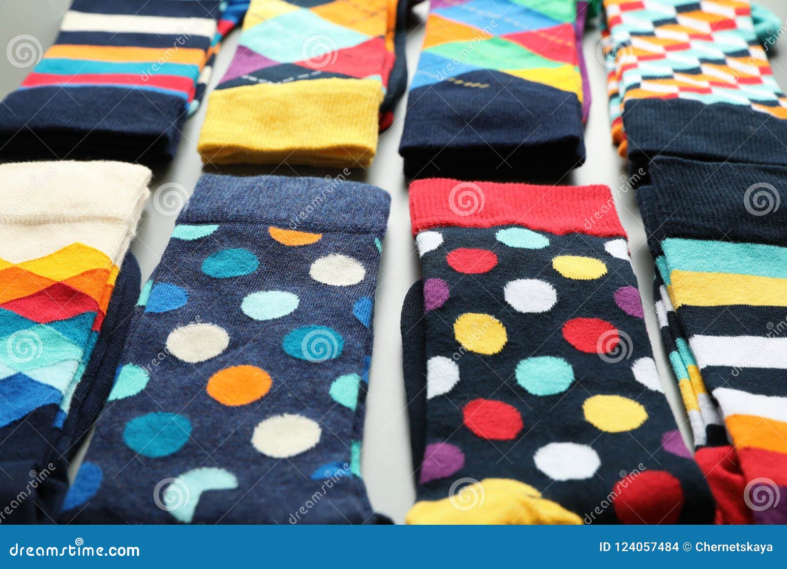 Composition with Different Colorful Sock Stock Photo - Image of sock ...