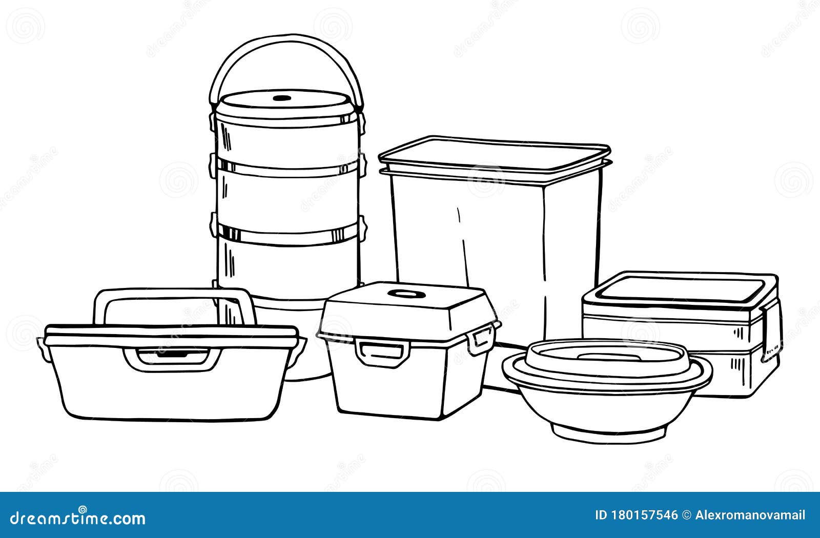 Composition with Different Empty Food Containers Stock Vector ...