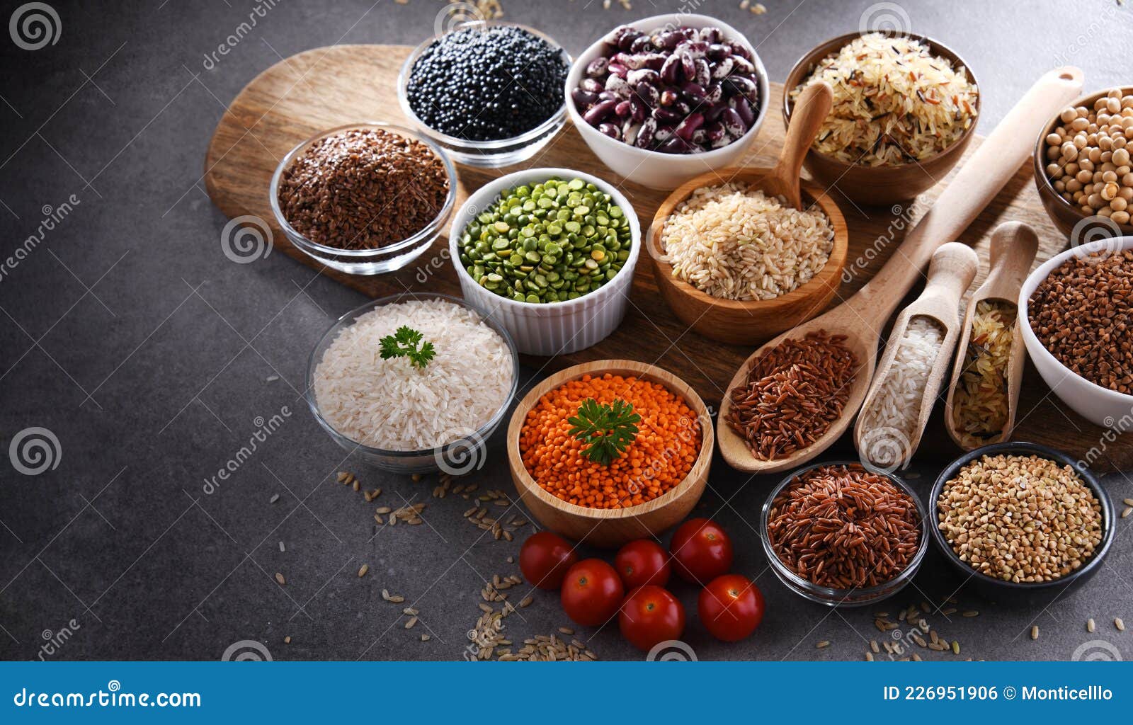 Composition with Different Kinds of Dry Food Products Stock Photo ...