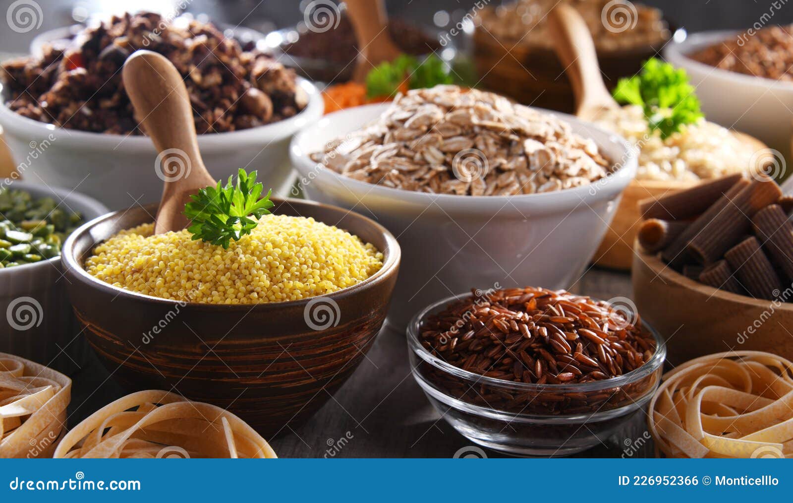 Composition with Different Kinds of Dry Food Products Stock Photo ...