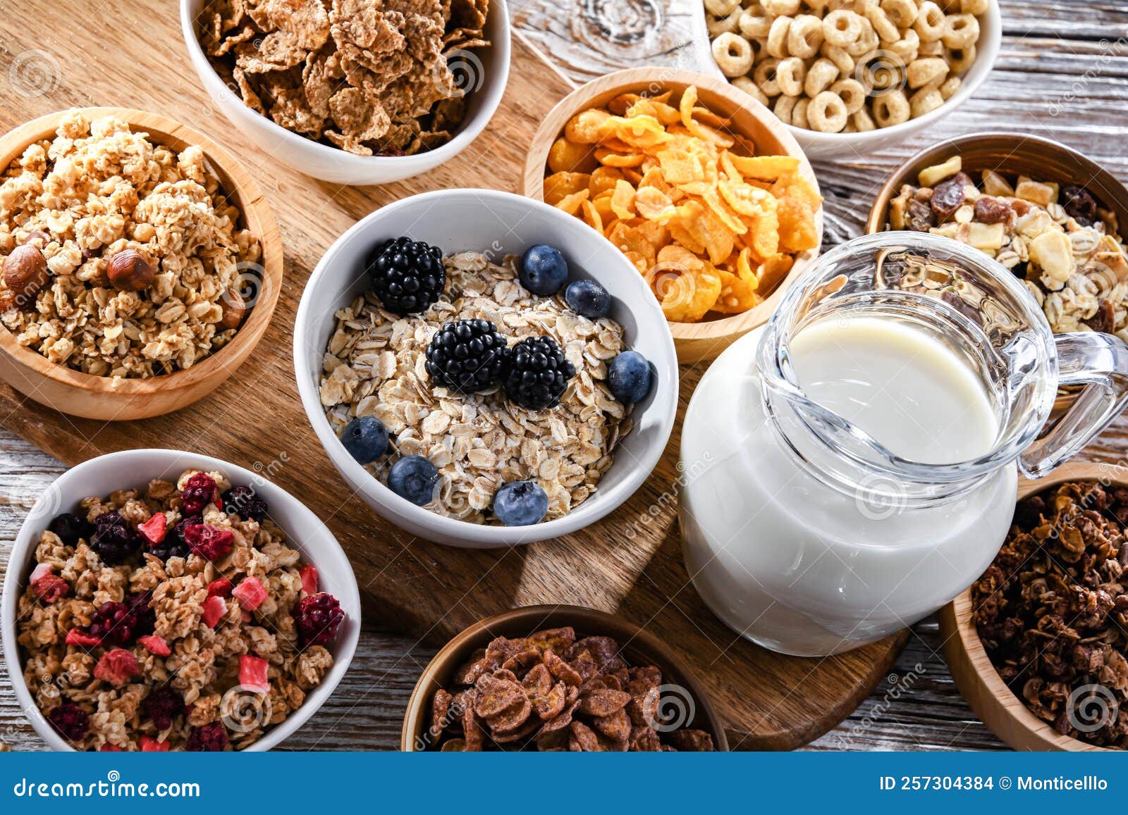 Composition with Different Sorts of Breakfast Cereal Products Stock ...