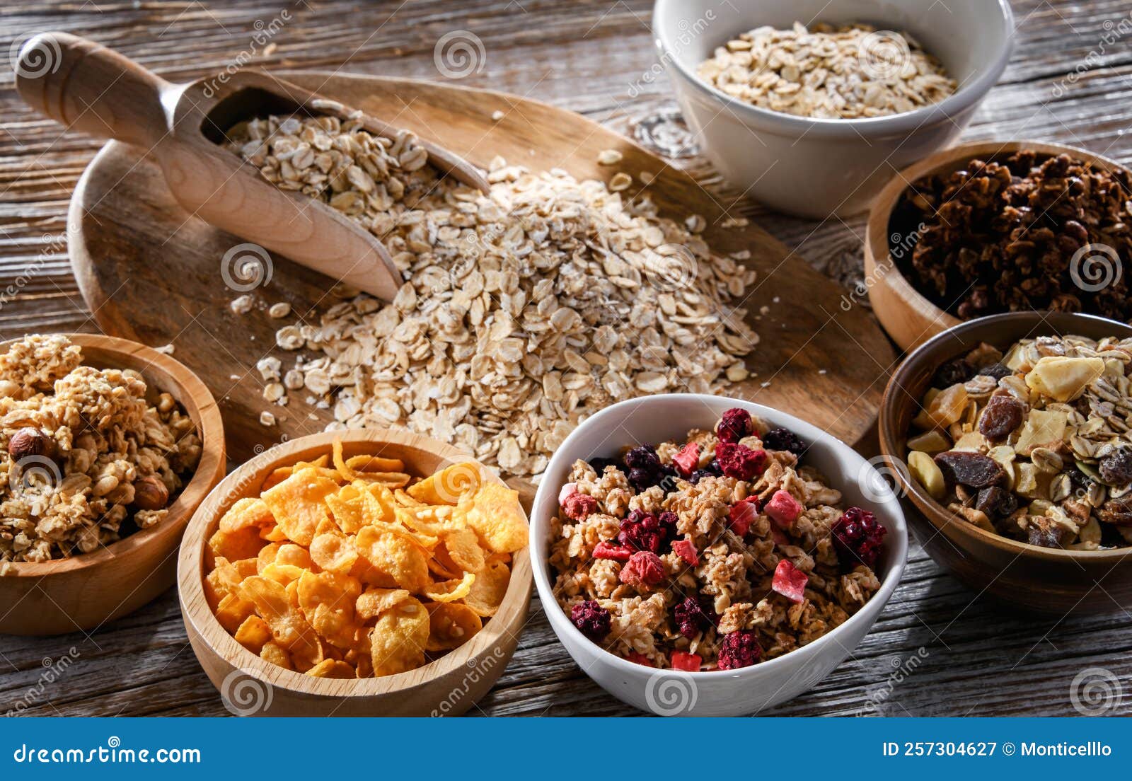 Composition with Different Sorts of Breakfast Cereal Products Stock ...