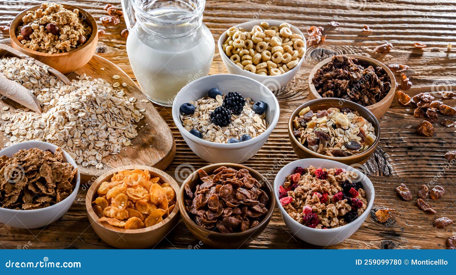 Composition with Different Sorts of Breakfast Cereal Products Stock ...