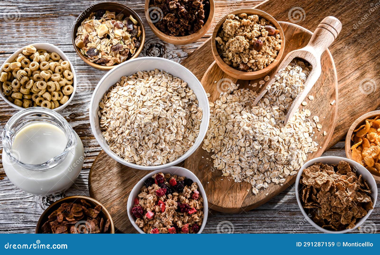 Composition with Different Sorts of Breakfast Cereal Products Stock ...