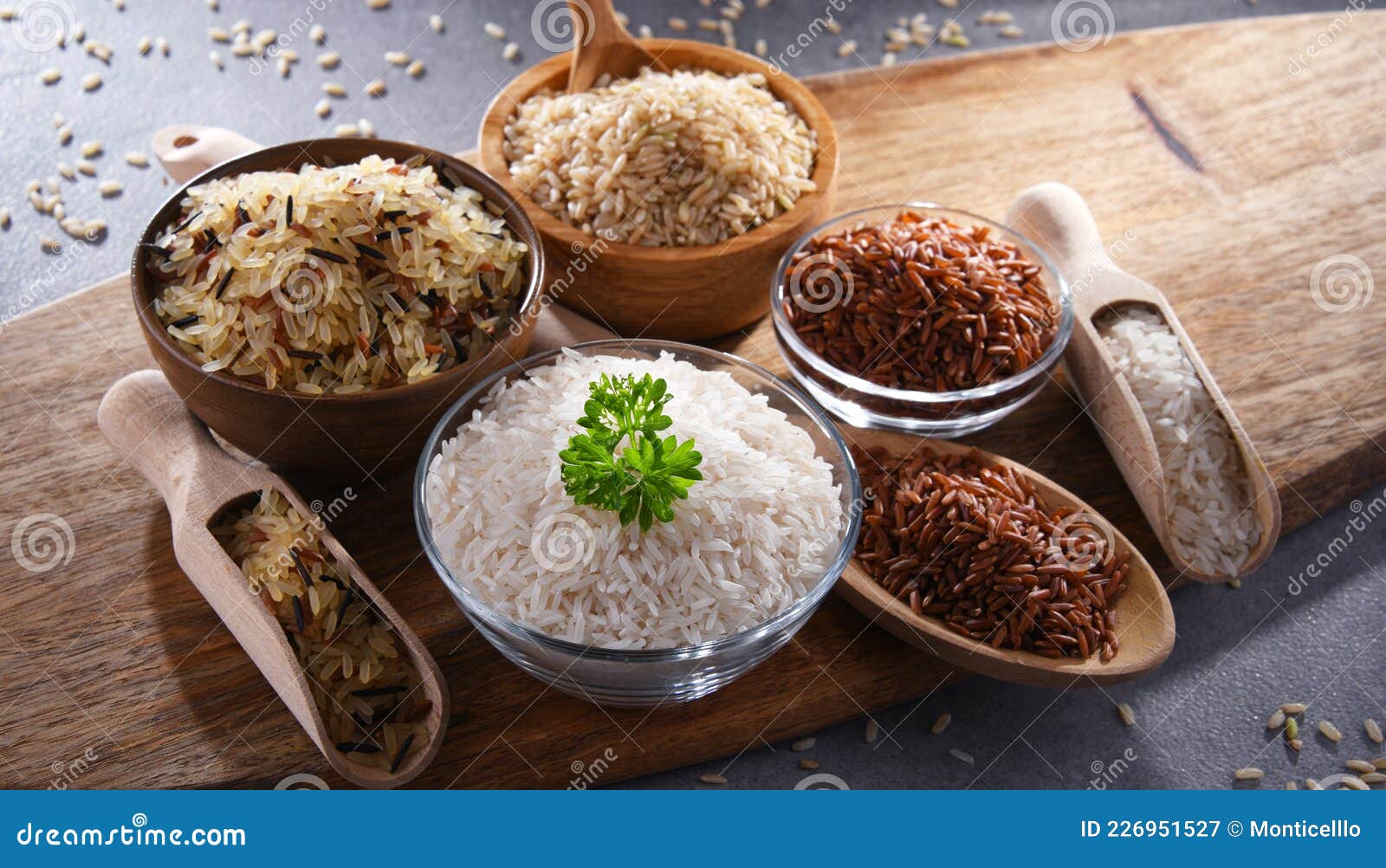 Composition with Different Sorts of Rice Stock Image - Image of seed ...