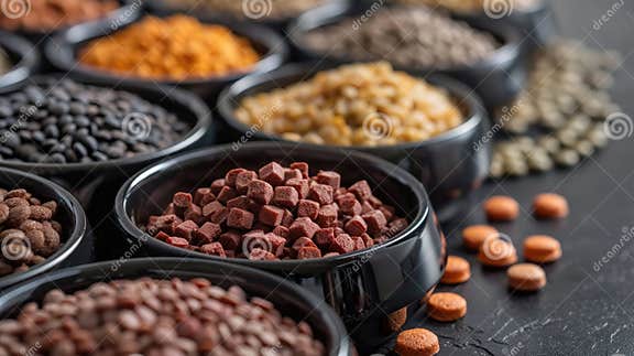 Composition of Different Types of Granules for Dogs Stock Illustration ...