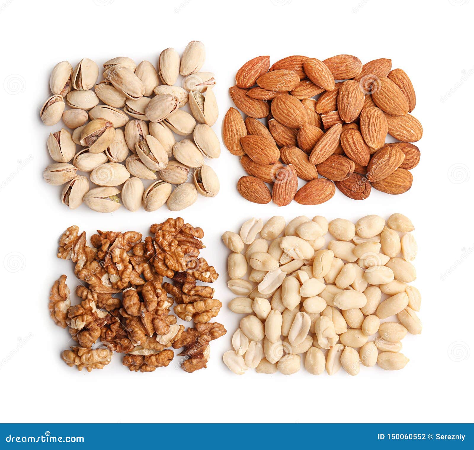 Composition with Different Types of Nuts on White Background Stock ...