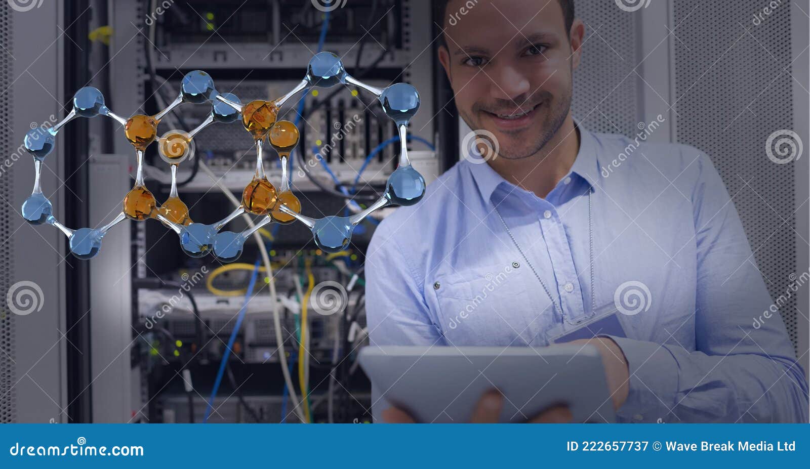 Composition of Digital Chemical Compound Over Businessman Using Tablet ...