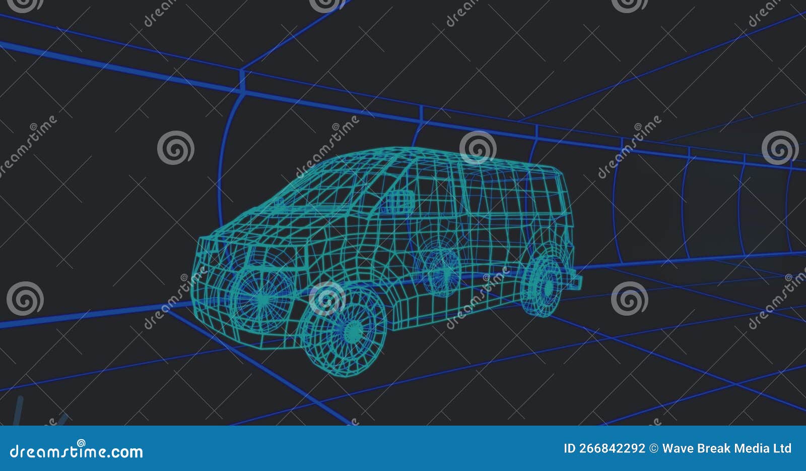 Composition of Digital Van Over Lines on Black Background Stock ...