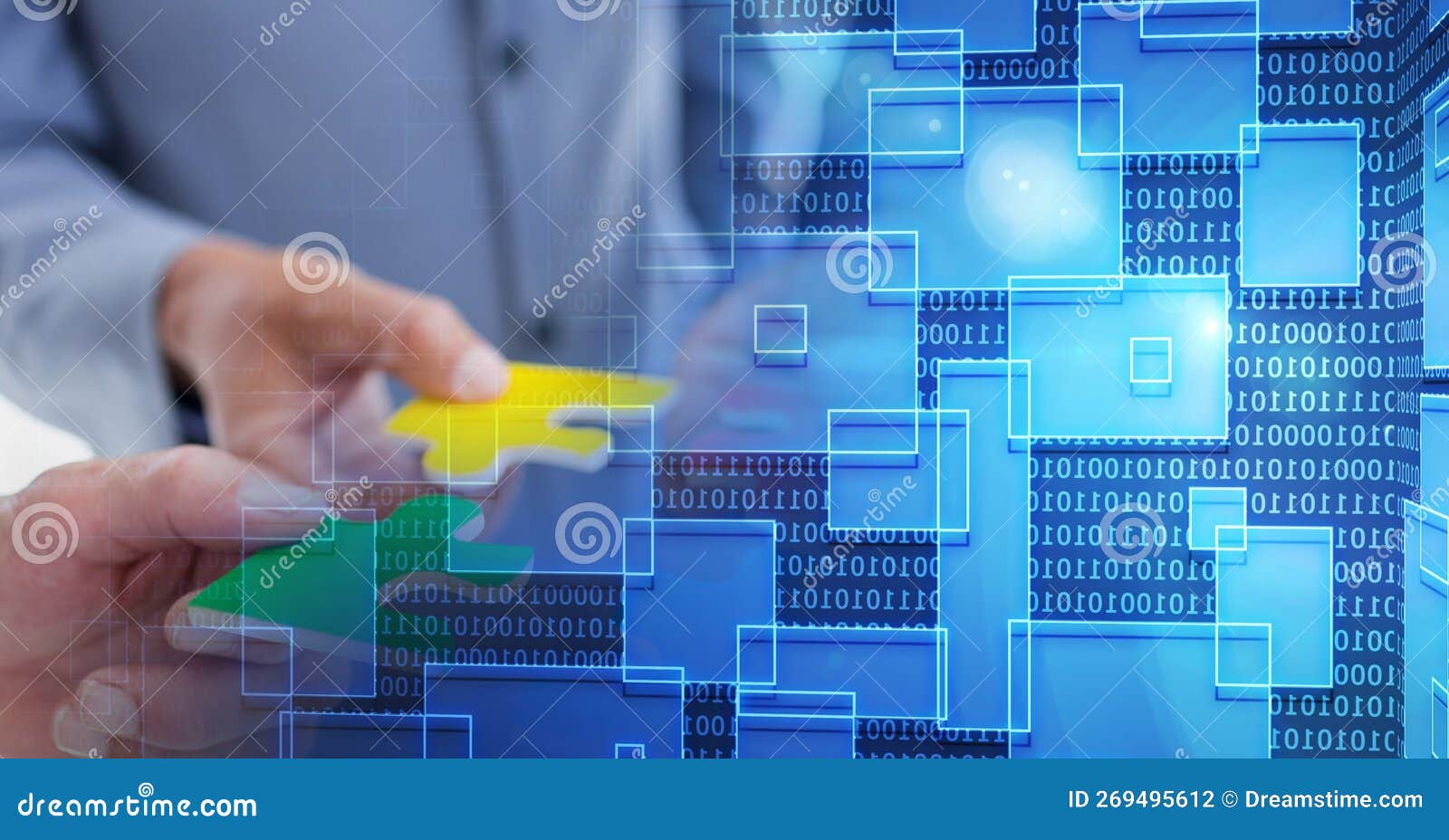 Composition of Diverse Business Team Holding Puzzle Pieces Interface ...