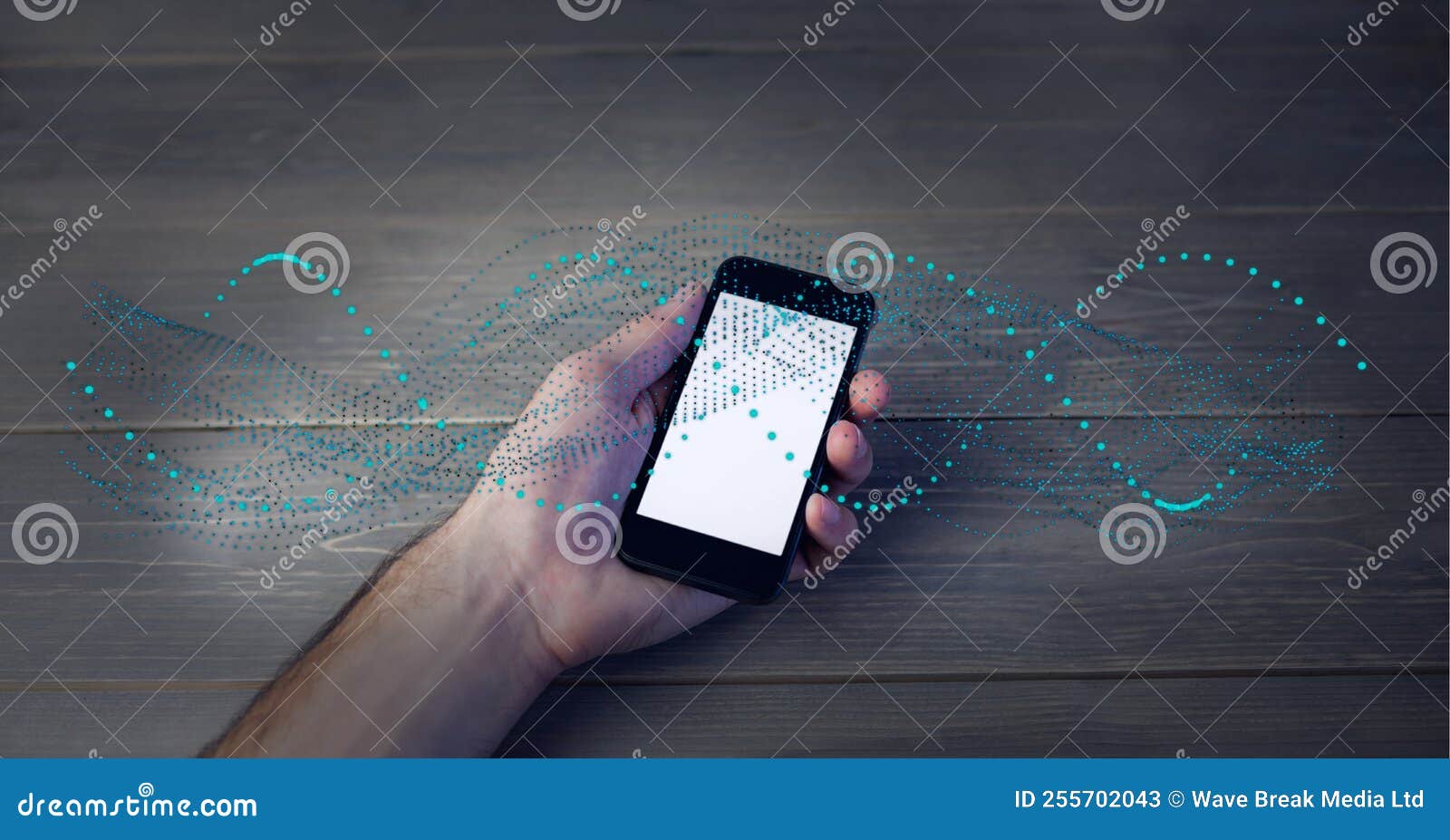Composition of Dna Strand Over Person Using Smartphone with Blank ...