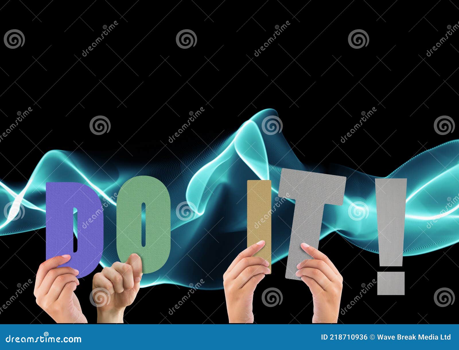 Composition of Do it Text in Multi Coloured Letters Held by People with ...