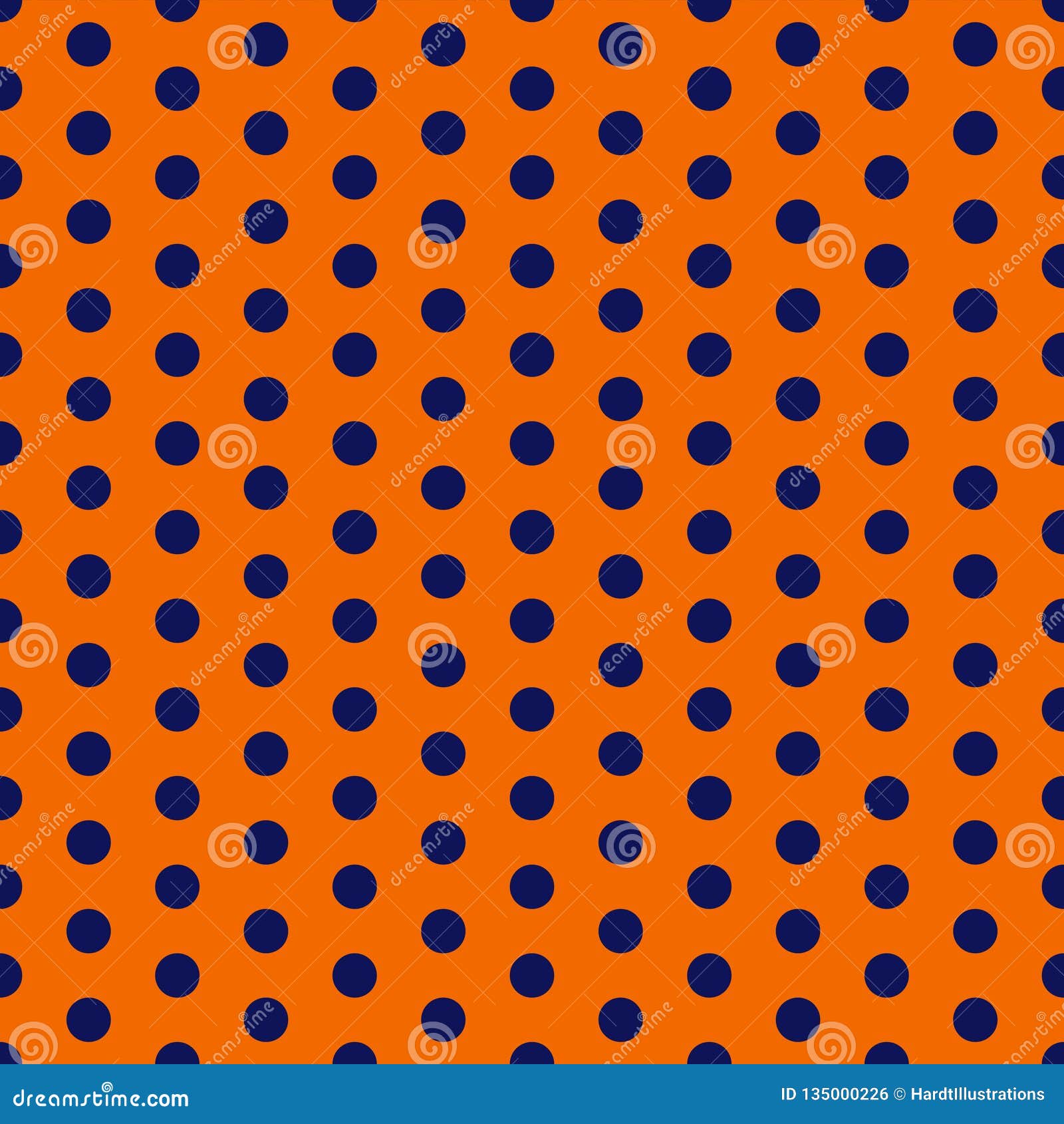 Orange and Navy Polka Dots Seamless Pattern Stock Vector - Illustration ...