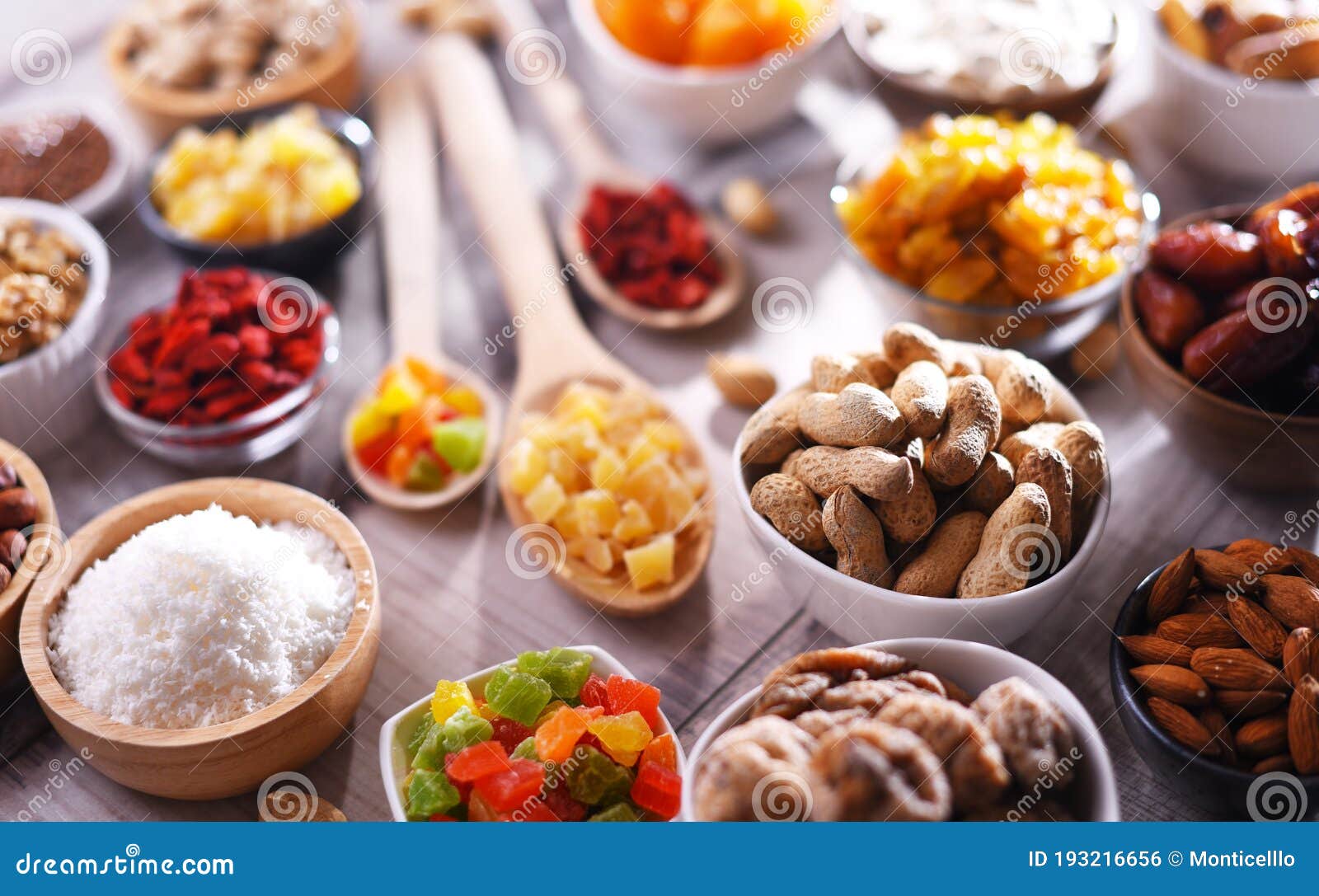 Composition with Dried Fruits and Assorted Nuts. Delicacies Stock Photo ...