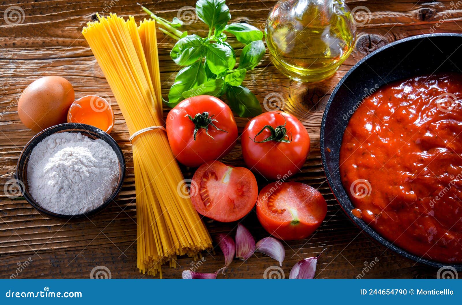Composition with Dried Spaghetti, and Pasta Ingredients Stock Photo ...