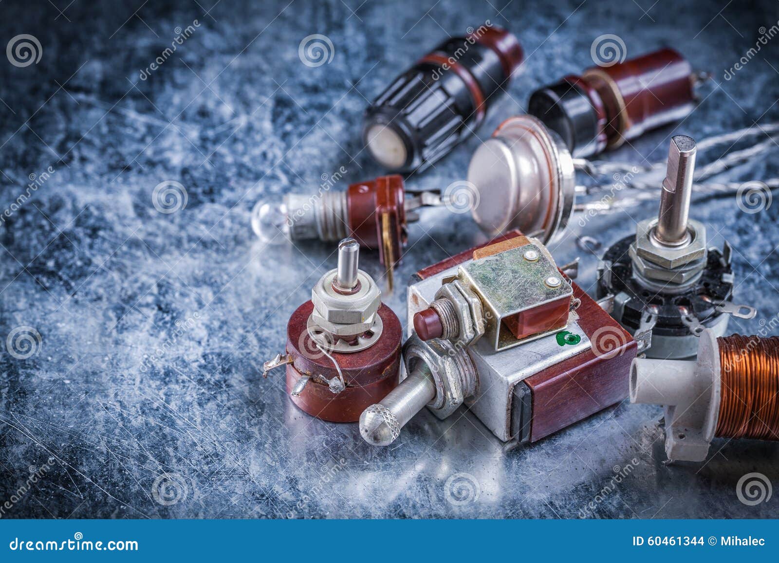 Composition of Electric Devices on Metallic Background Vintage E Stock ...