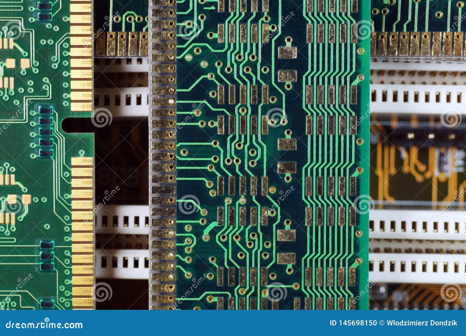 Composition with Electronic Components. Computer Motherboard and RAM ...