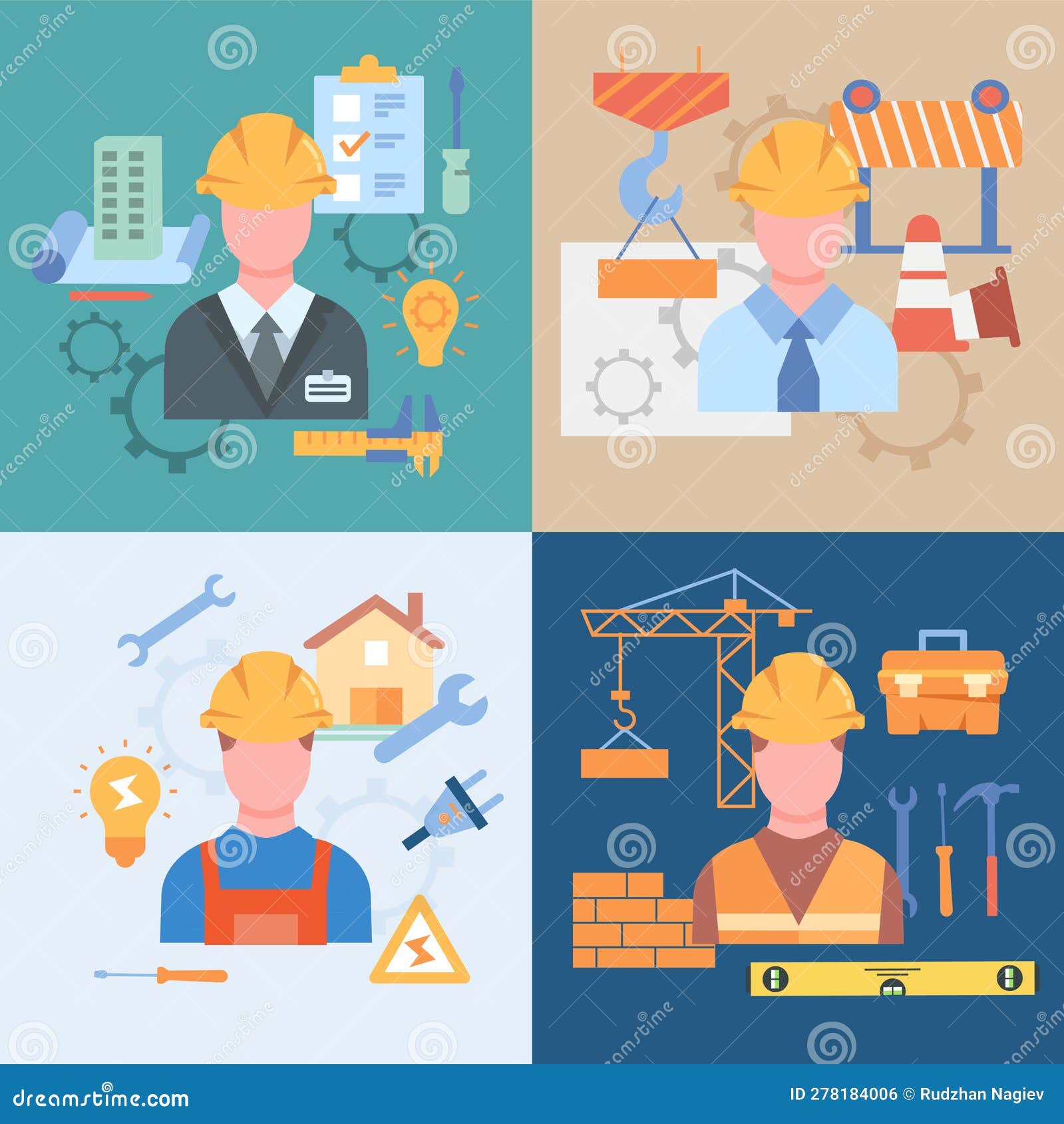 Composition with engineers stock vector. Illustration of industry ...