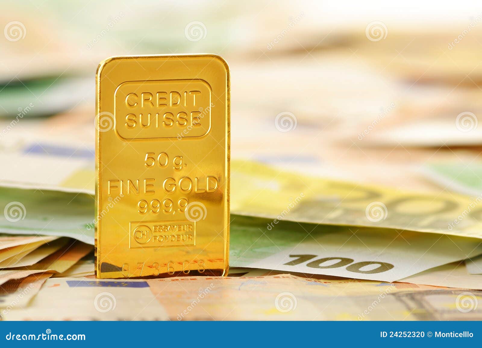 Composition with Euro Banknotes and Gold Bar Stock Photo - Image of ...